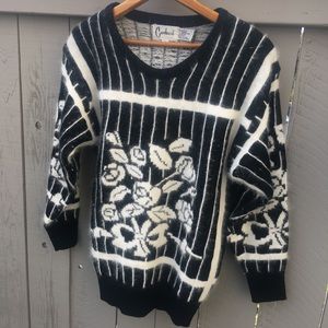 Carducci | Sweaters | Vintage Carducci Sweater Black White Rabbit Hair ...